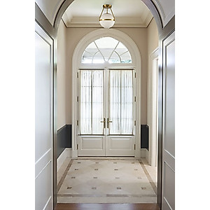 HOLKIRT Mid Century Modern Globe Semi Flush Mount Ceiling Light Fixture,White Opal with Brass Finish,Living/Dinning Room