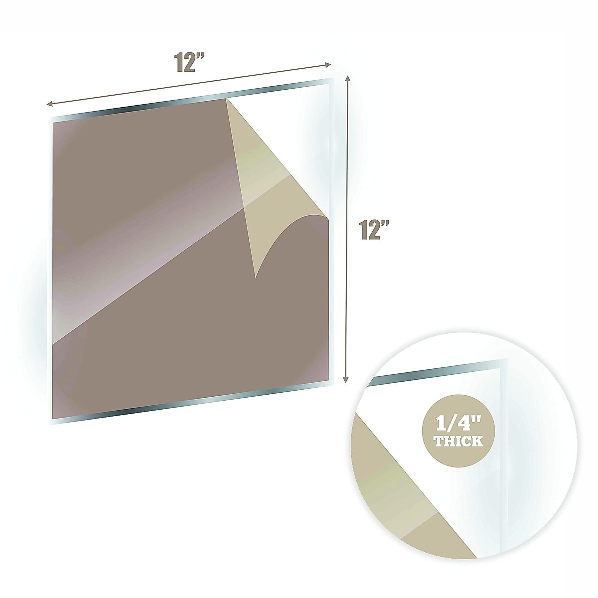 Performore Clear Plexiglass Acrylic Sheet 12x12 Inches, 6mm (1/4 inch Thickness) Unbreakable and Lightweight Substitute for Glasses, Great Use for Sneeze Guard, Shield, Greenhouse, Poster Frames