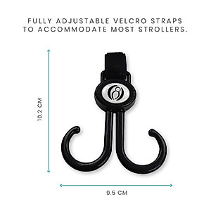 Lulyboo Multi-Use Organizer Hook Clips (2 pk), Metal Hook Handle for Purse, Shopping, Strollers & Diaper Bags, Black