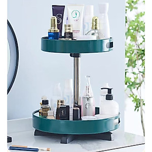 BULTIWEUD 2 Tier Lazy Susan Turntable Spice Rack Organizer Food Storage Container for Kitchen Cabinet, Spinning Organizer for Spices,Condiments,Green