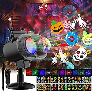 Christmas Lights Projector Outdoor,Holiday Lights Projector with Remote Control Timer, 26 HD Effects (3D Ocean Wave & Patterns) Waterproof Landscape Lights for Halloween Xmas Party Garden Decorations
