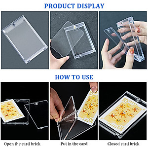 Magnetic Card Holder, FOME 5 Pack 35 PT Acrylic Trading Cards Sleeves Cards Protectors Baseball Card Holder for Game Cards SportsCards Standard Collection Storage Display