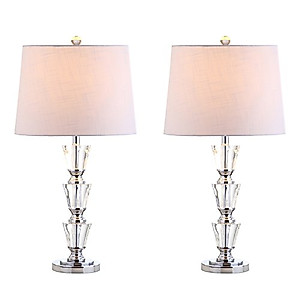 JONATHAN Y JYL2044A-SET2 Set of 2 Table Lamps Layla 27" Crystal LED Table Lamp Glam Contemporary Bedside Desk Nightstand Lamp for Bedroom Living Room Office College Bookcase, Clear
