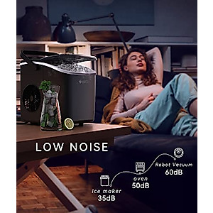 ecozy Portable Ice Maker Countertop, 9 Cubes Ready in 6 Mins, 26 lbs in 24 Hours, Self-Cleaning Ice Maker Machine with Ice Bags/Standing Ice Scoop/Ice Basket for Kitchen Office Bar Party, Black