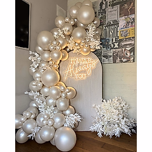 Woaipati 120PCS Pearl White Double-Stuffed Balloons different sizes 18/12/10/5 inch Pearl Balloon Garland Kit for Wedding Women's Birthday Baby Shower Anniversary Party Decorations