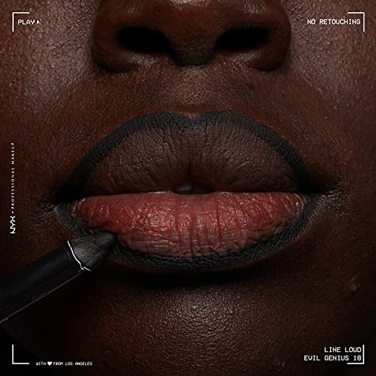 NYX PROFESSIONAL MAKEUP Line Loud Lip Liner, Longwear and Pigmented Lip Pencil with Jojoba Oil & Vitamin E - Evil Genius (Black)