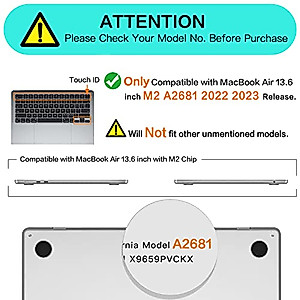 MOSISO Compatible with MacBook Air 13.6 inch Case 2022 2023 Release A2681 with M2 Chip Touch ID, Plastic Hard Shell Case&Carrying Sleeve Bag&Keyboard Cover&Webcam Cover&Screen Protector, Baby Pink