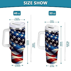 Maunzc 40 oz Tumbler with Handle and Straw, Insulated Stainless Steel Travel Mug with Lid for Coffee, Iced Tea, Water, Gift for Men Women (Stars and Stripes)