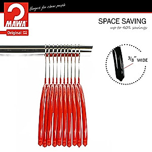 Mawa Euro Series Light Thin Non-Slip Space Saving Clothes Hanger Style 40/P, Set of 10, Red Pack of 10 10 Piece
