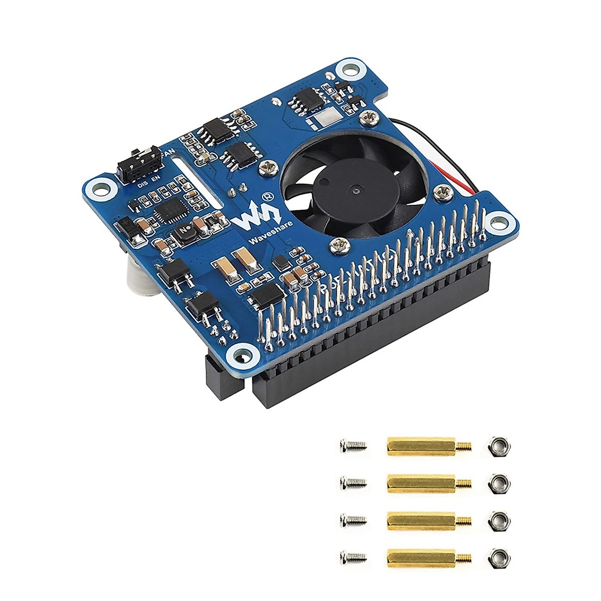 waveshare Power Over Ethernet (PoE) HAT for Raspberry Pi 4B/3B+, 802.3af/at PoE Network Standard, 5V USB-A&12V Header Outputs, PoE HAT Onboard Cooling Fan and MP8676 Buck Chip, Isolated