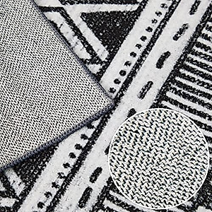 COZYLOOM Vintage Rug 5x7 ft, Boho Moroccan Geometric Area Rug Soft Chenille Indoor Floor Cover Chic Non-Shedding Living Room Bedroom Area Rug Anti-Slip Lightweight Throw Carpet Home Decor, Black