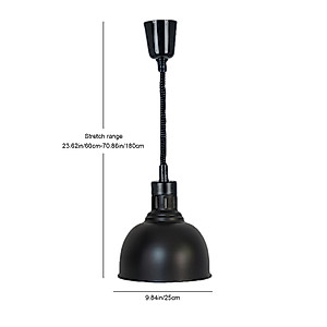 Food Heat Lamp | Ceiling Heat Lamps with Infrared Bulb | 60-180cm Retractable Heat Lamp for Food | 200w Food Warmer for Home Use | Heating Lamps for Food Service Restaurant Buffet (Dia 25cm)
