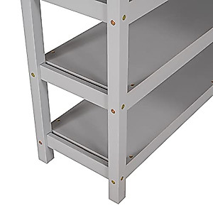 BIADNBZ Full Size Loft Bed with Desk Underneath and Storage Shelves, Wooden Versatile High LoftBed Frame for Kids Teens Adults Bedroom Dorm, Gray