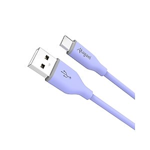 USB C Cable Super Flex Pastel Silicone USB A to Type C Charger Cable for Android Phone, for Samsung Galaxy Note 20 10 9 S20 S10 S9 S8, LG V50 V20 G5 4.26FT USB 2.0 Violet