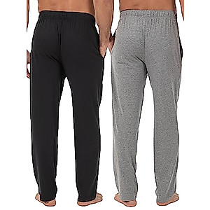 Fruit of the Loom Men's Extended Sizes Jersey Knit Sleep Pant (2-Pack), Black/Light Grey, Small