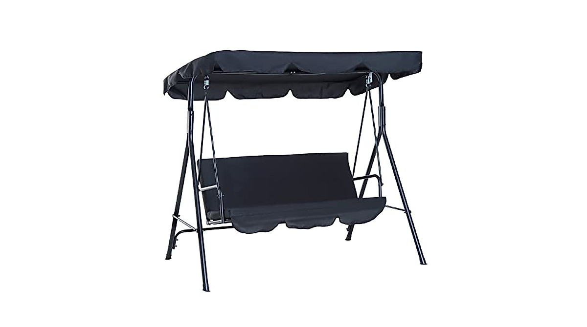 Outsunny 3-Seat Outdoor Patio Swing Chair with Removable Cushion, Steel ...