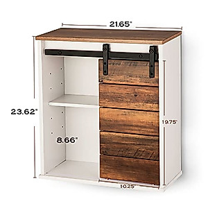 Landia Home Wall Mounted Bathroom Cabinet for Storage, Modern Farmhouse Style with Sliding Barn Door