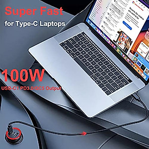 120W USB C MacBook Car Charger, 3-Port PD 100W&30W PPS 45W QC3.0 18W Super Fast Charger Adapter for MacBook Pro Air M1 Laptop iPad pro iPhone 14 13 12 Pro Max Samsung S22 S21Ultra Note20