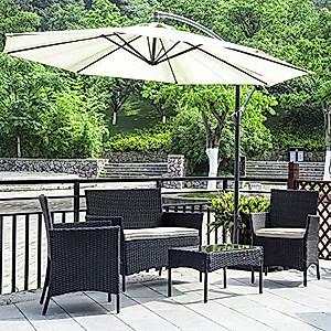 MAXCBD Patio Furniture Set 4 Pcs Outdoor Wicker Sofas Rattan Chair Wicker Conversation