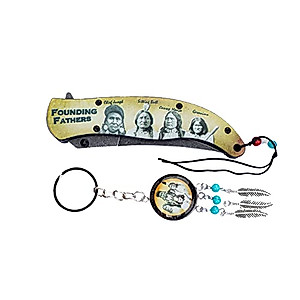 Trendy Zone 21 Feather Shaped Founding Fathers Knife with Convenient Pocketclip, Attractive Keychain for Keys, Backpack Combo Set Inside a Gift Box | Closed Knife Size– 5” | Open Knife Size– 8.5”