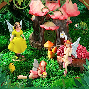 Soaoo Fairy House Garden Figurines Kit Fairy Outdoor Fairy Nativity Set for Kids Garden Decor Micro Landscape Ornaments (Beauty)