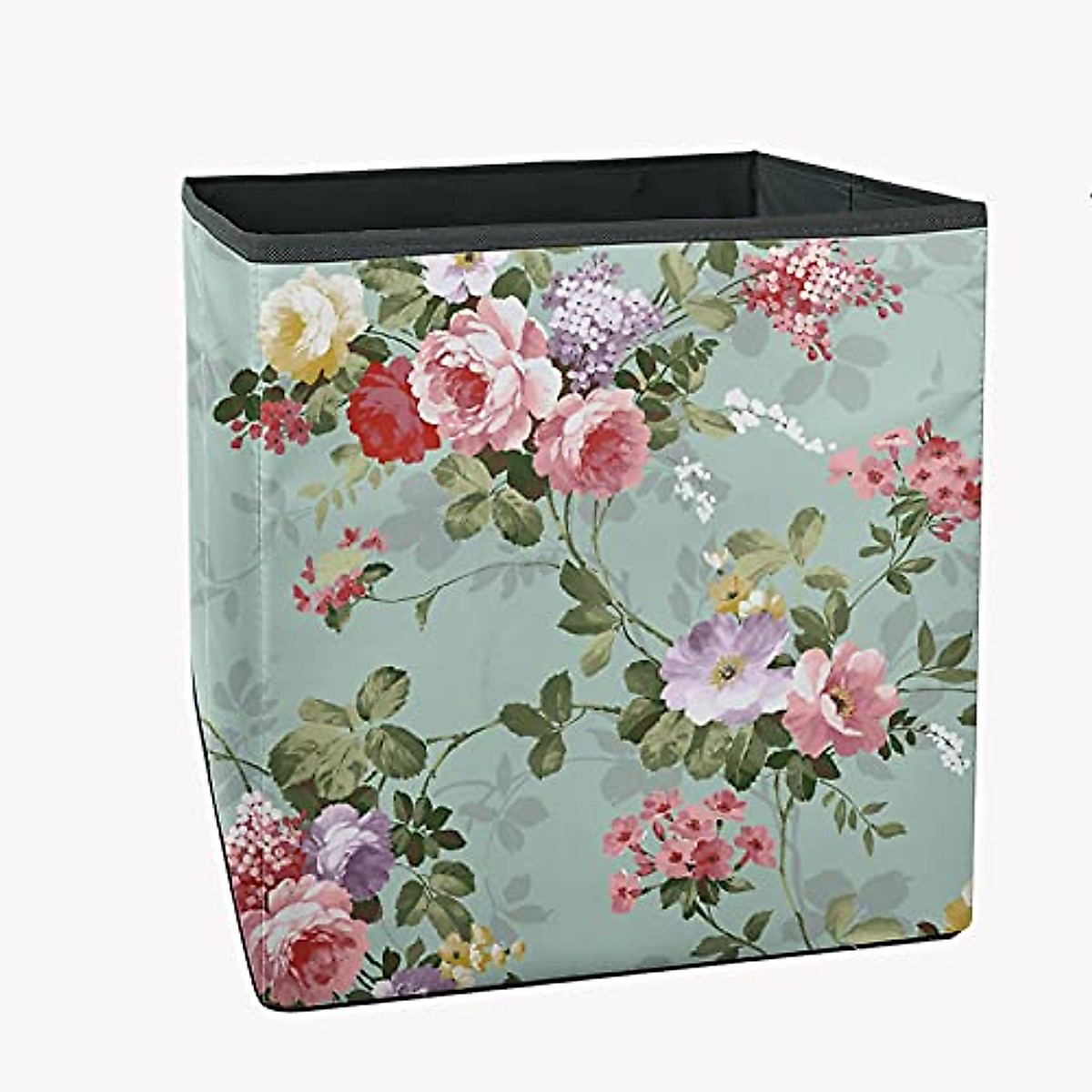 AFPANQZ Floral Pattern Storage Bins Storage Cubes, 13x13x13 Collapsible Storage Boxes Containers Organizer Baskets for Nursery Office Closet Shelf