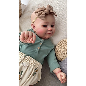 TERABITHIA 24 Inches Real Baby Size Lifelike Smile Silicone Vinyl Limbs Reborn Baby Doll with Soft Body Realistic Newborn Toddler Girl Dolls Look Real