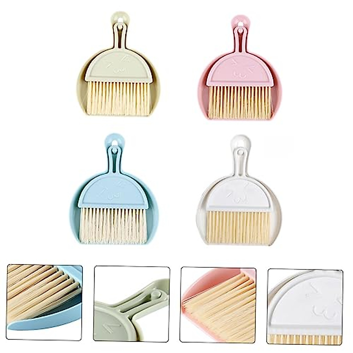 COOLHIYA 4 Sets Desktop Fan Broom Mini Brush and Pan Multifunctional Cleaning Brush Pan and Brush Multi Function Cleaning Brush Dust Brush Table Cleaner Tool Dust Pan Small Pan Nylon Wool