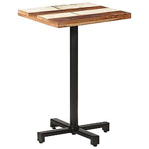 YPWRENH Adjustable Swivel Table Bar Table Bistro Table Square 19.7"x19.7"x29.5" Solid Reclaimed Wood for Dining Room, Kitchen or Living Room