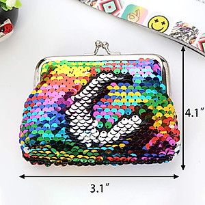 LOVESTOWN Sequin Coin Purses, 6 Pcs Sequins Mini Wallets Glitter Reversible Magic Flip Sequins Purses for Kids Party Favors Gifts