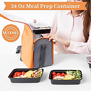MUXHEL 20 Pcs 34 Oz Meal Prep Container Reusable, 1-Compartment Food Container Box with Lid, Microwave Safe Plastic Take Out Container with Lid for Meal Prep (BPA Free)