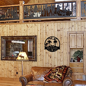 Beach Palm Tree Hammock Personalized Metal Wall Sign Aloha Wall Art Customized with Name for Beach House or Vacation Home - Indoor or Outdoor Beach Decor Made in USA