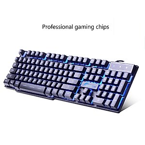 Moobom DB-A8 Mechanical Feel Gaming Keyboard, LED Three Color Backlit USB Wired Game Keyboard