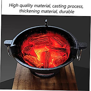 Happyyami 1 Set Grill Portable Grill Stand Hibachi Grill Outdoor Stove Burner Stove Charcoal Fire Stove Grilling Tools Camping Barbecue Stove Iron Grill Charcoal Grill Stove Cast Iron Black