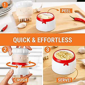 Sliq Garlic Crusher and Press with Peeler, Dishwasher Safe, BPA Free Garlic Smasher, Easy Garlic Mincer Tool, Multifunction Garlic Kitchen Gadget for Ginger, Herbs and Gifts