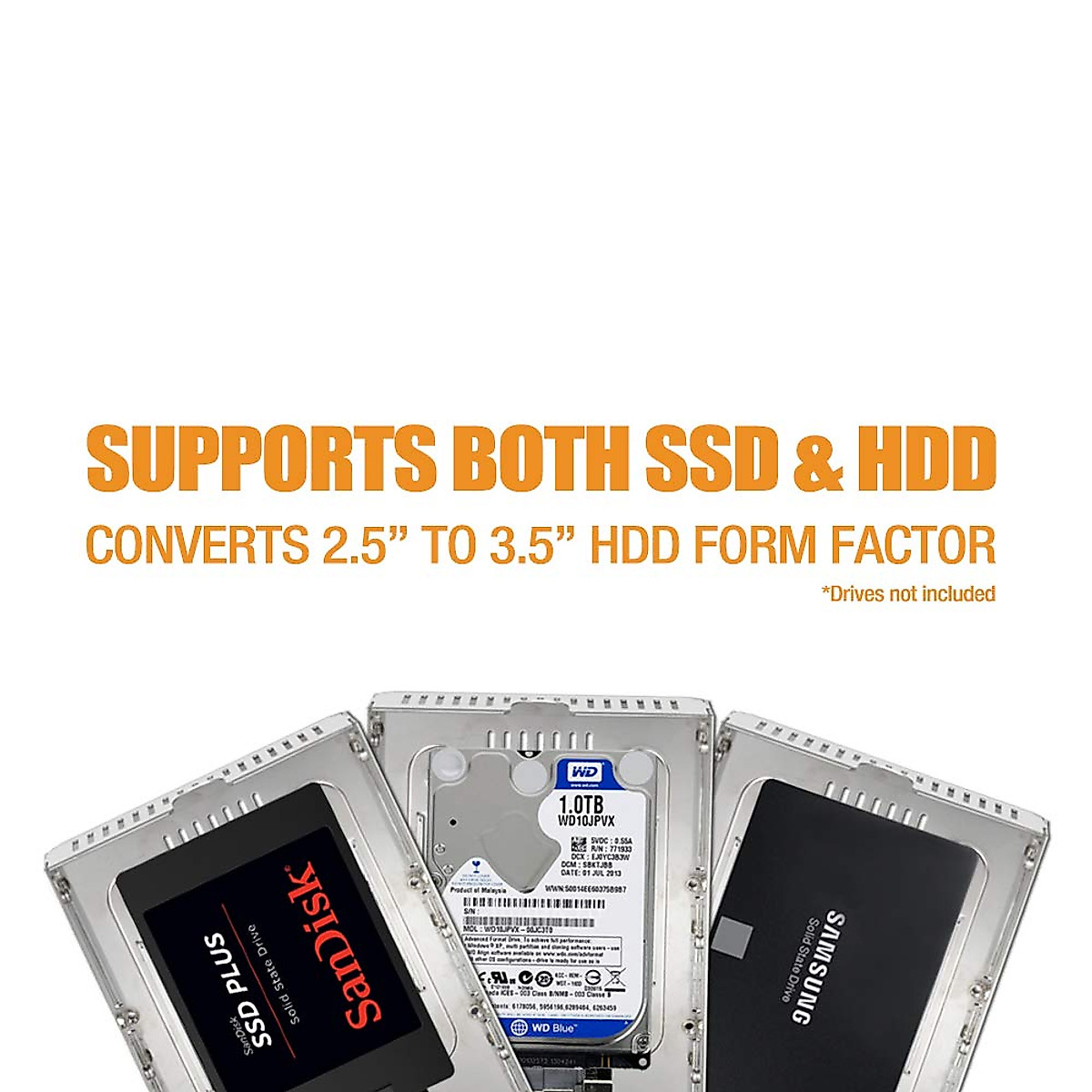 ICY DOCK Open Air 2.5” to 3.5” SAS / SATA (22pin) HDD & SSD Converter / Mounting Kit for Internal 3.5" Drive Bay | EZConvert Air Lite MB482SP-3B