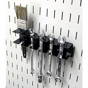 Wall Control ASM-SL-008 B Pegboard Slotted Tool Holder Bracket Slotted Metal Accessory for Wall Control Pegboard Only, Black
