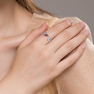 FOREVER QUEEN I Love You Ring Gift For Wife friend Mom Daughter 925 Sterling Silver White gold Heart Inscription Jewelry CZ Adjustable Open Ring for Women Valentine's Day Mother‘s Day Gift