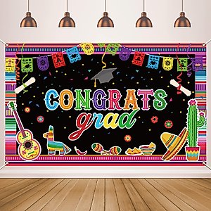 2024 Mexican Fiesta Graduation Decorations Class of 2024 Graduation Party Backdrop Mexico Graduate Banner Congrats Grad Background Grad Ceremony Supplies for Senior High College School