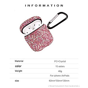 Sparkly Diamond Case for AirPods with Keychain, Shockproof Protective Premium Bling Rhinestone Cover Skin Compatible with AirPods Charging Case 2 & 1(Pink+AB C6)