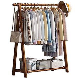 NEPHEW Coat Rack with Storage Clothes Rack with Shelves Heavy Duty Clothing Racks for Hanging Clothes Garment Rack with Shelves Free Standing Closet (Color : Brown, Size : 100 * 45 * 165cm)