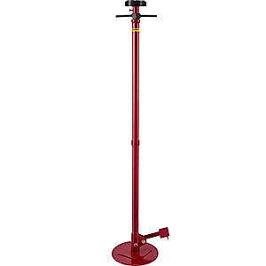 Bestauto Underhoist Stand 3/4 Ton Capacity Pole Jack Heavy Duty Jack Stand Car Support Jack Lifting from 38.4" to 74.8", Triangular Base, Two Wheels, Easy Adjustment, Automotive Support, Red