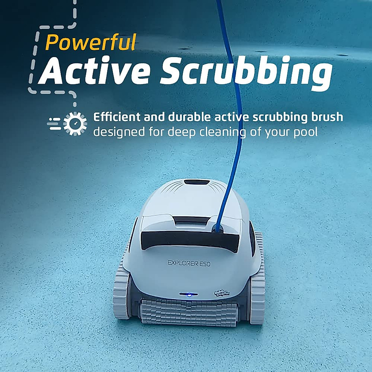 Dolphin Explorer E50 Wi-Fi Automatic Robotic Pool Vacuum Cleaner Includes Caddy for Easy Transport and Store, Ideal for Inground Pool Up to 50 Feet in Length