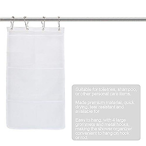 Hanging Mesh Bath Shower Caddy Organizer with 6 Clear Storage Pockets, 3 Hooks, Space Saving Organizer Bathroom Accessories (2#)