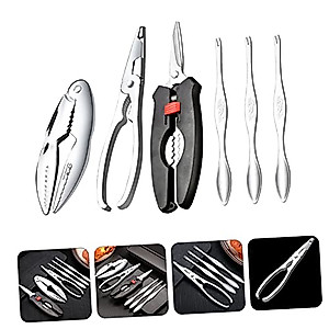 Gogogmee 1 Set 6pcs Crab Eating Tool Cookies Muddler for Cocktails Set Household Tools Crab Mallet Crab Fork Crab Leg Opener Crab Clamp and Picks Crab Eating Needle Seafood Needle