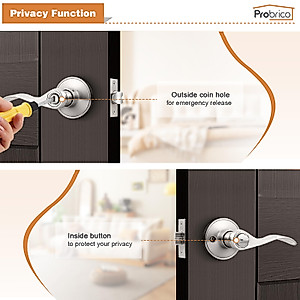 Probrico Bed/Bath Door Levers Wave Style Door Handles in Satin Nickel Wholesale Privacy Door Locks (10 Pack)