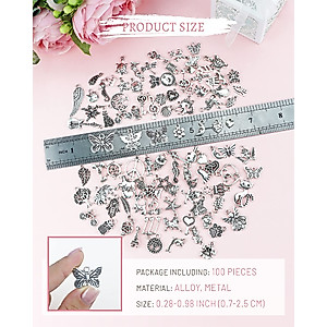 Wholesale Bulk Lots Jewelry Making Silver Charms Mixed Smooth Tibetan Silver Metal Charms Pendants DIY for Necklace Bracelet Jewelry Making and Crafting, JIALEEY 100 PCS