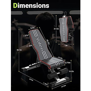 Yoleo Adjustable Weight Bench for Full Body Workout; Foldable Bench Press Bench of Home Gym Strength Training; Incline Decline Flat Utility Workout Bench with Quick Folding& Fast Adjustment (Black)