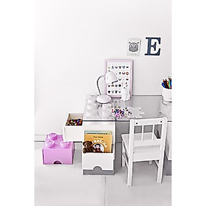 Room Copenhagen LEGO Brick Drawer, 8 Knobs, 2 Drawers, Stackable Storage Box, White