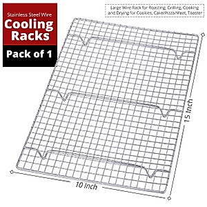 Prestige Baking Cooling Rack 11.5 x 16.5 in Cookware. Air Frying, Baking & Cooking. BPA free, food grade & thick. 100% stainless steel. Chef, professional cook approved.